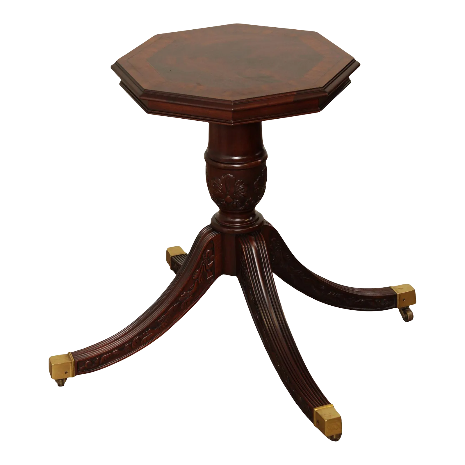 Georgian Style Banded Mahogany Octagonal Table Base | Chairish