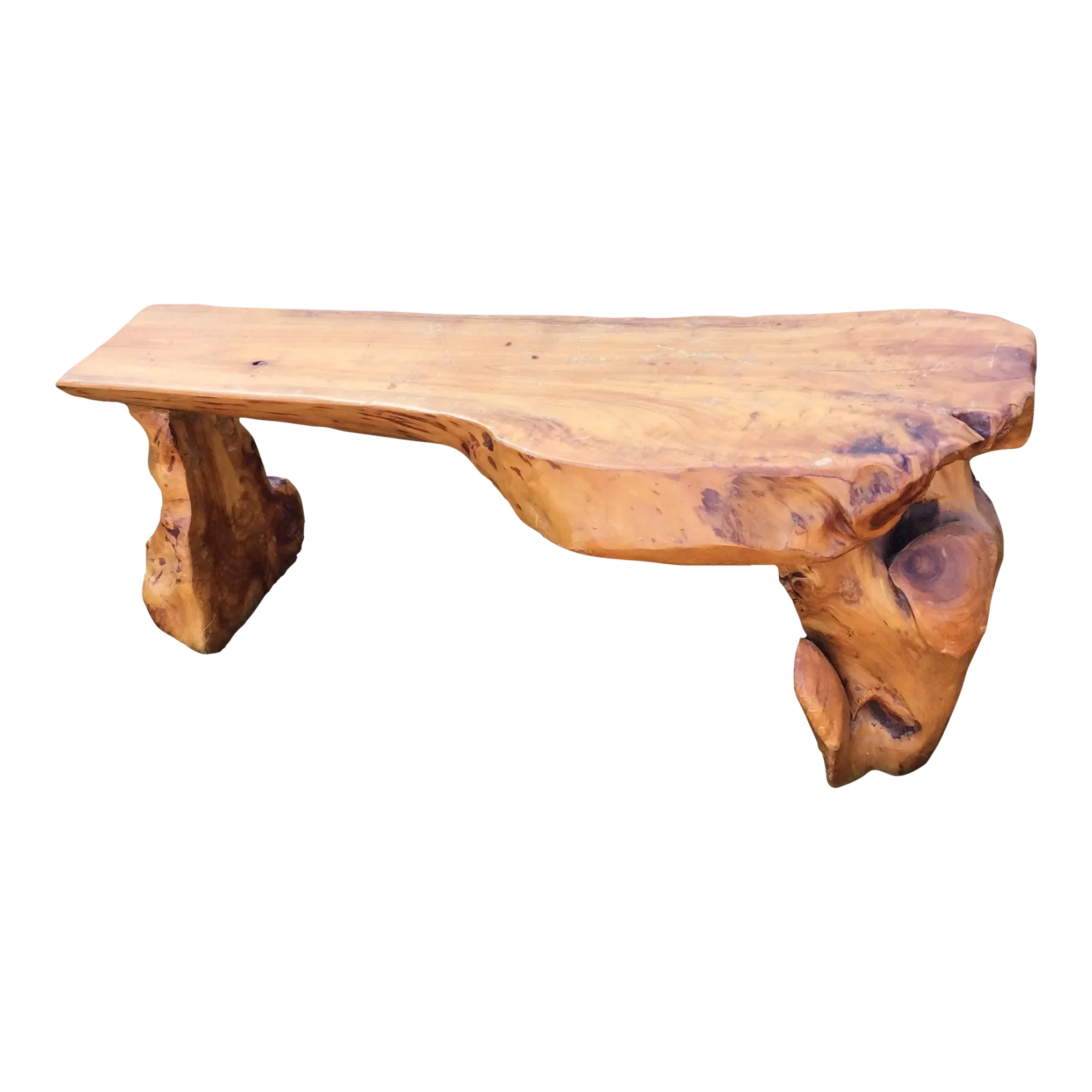 1980s Vintage Handcrafted Wood Bench | Chairish