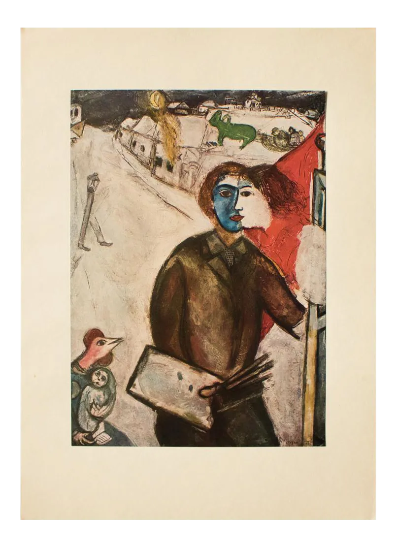 1940s After Marc Chagall, Original "Nightfall" Period Swiss Lithograph ...