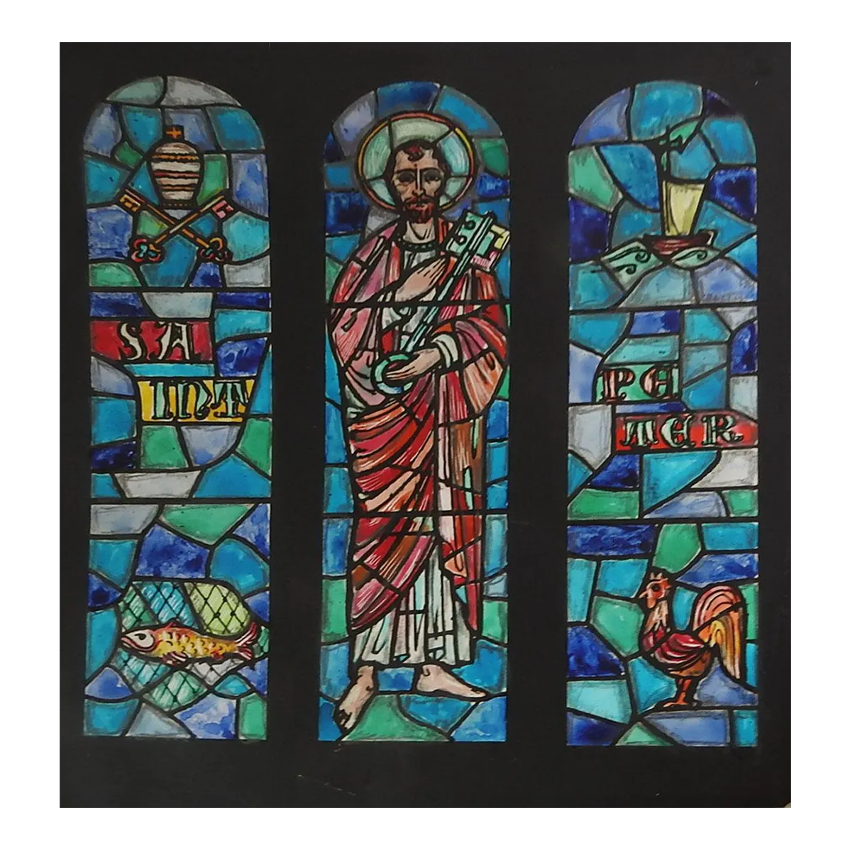 Vintage Acetate Stainglass Window Sample Painting | Chairish