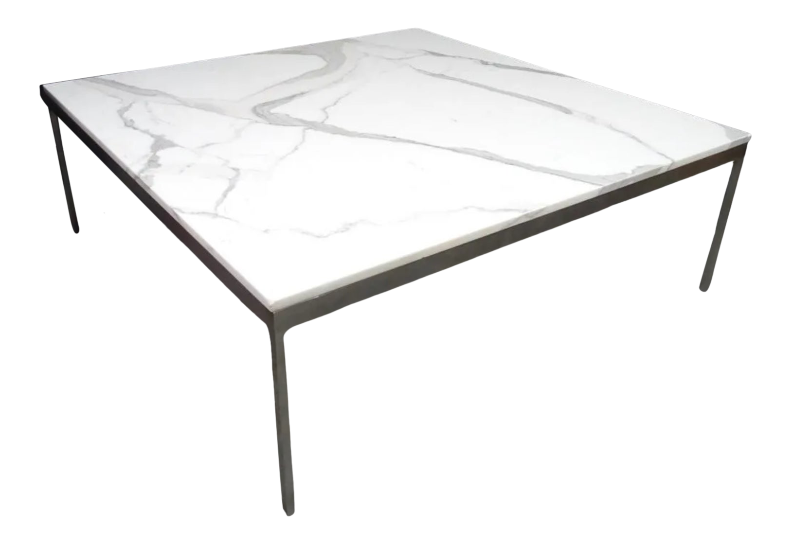 Italian Brushed Steel Marble Coffee Table | Chairish