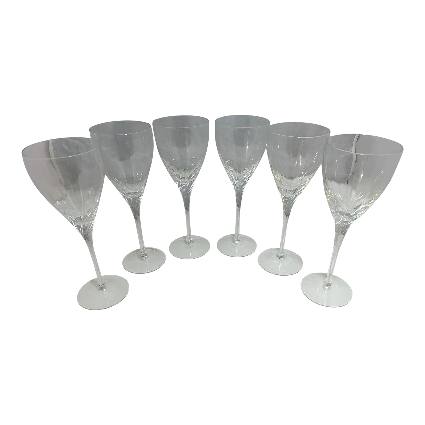 Vintage Lenox Long Stem Crystal Wine Glasses Encore Pattern Set of 6 ...