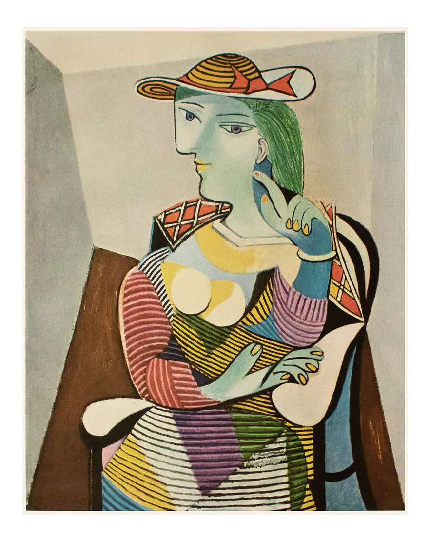 1954 After Pablo Picasso "Woman With a Hat", Large Period First Limited ...