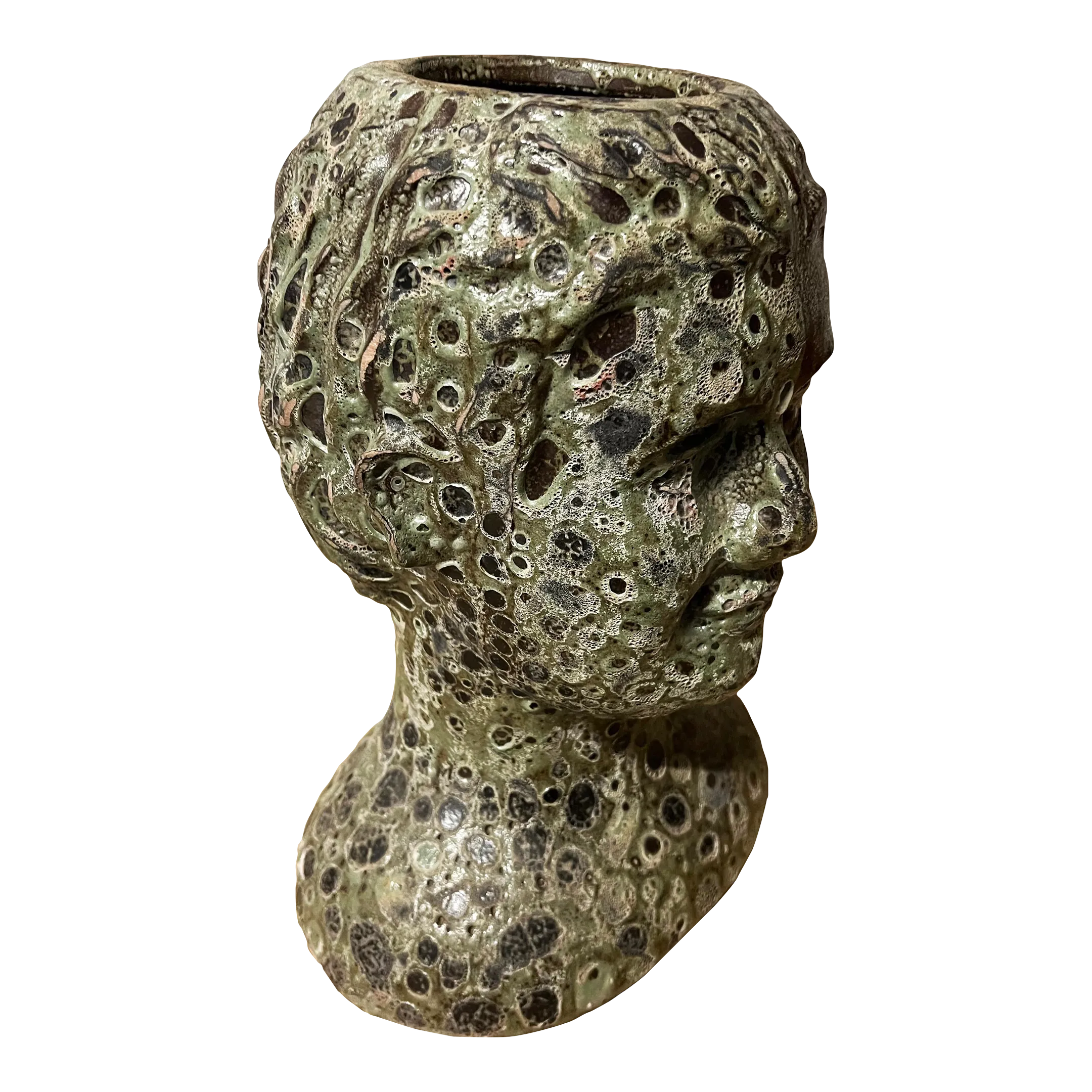 Vintage Terracotta Roman Head / Emperor Planter Vase | Chairish