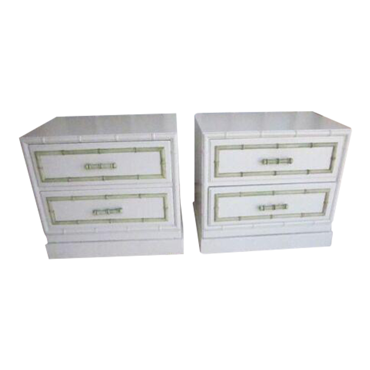 1980s Wood Nightstand Hollywood Regency by Dixie 2 Drawer Cream Color ...