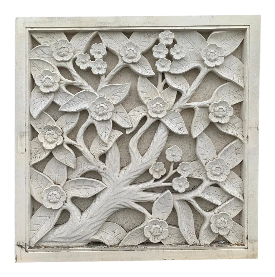 Indonesian Carved Stone Wall Relief | Chairish
