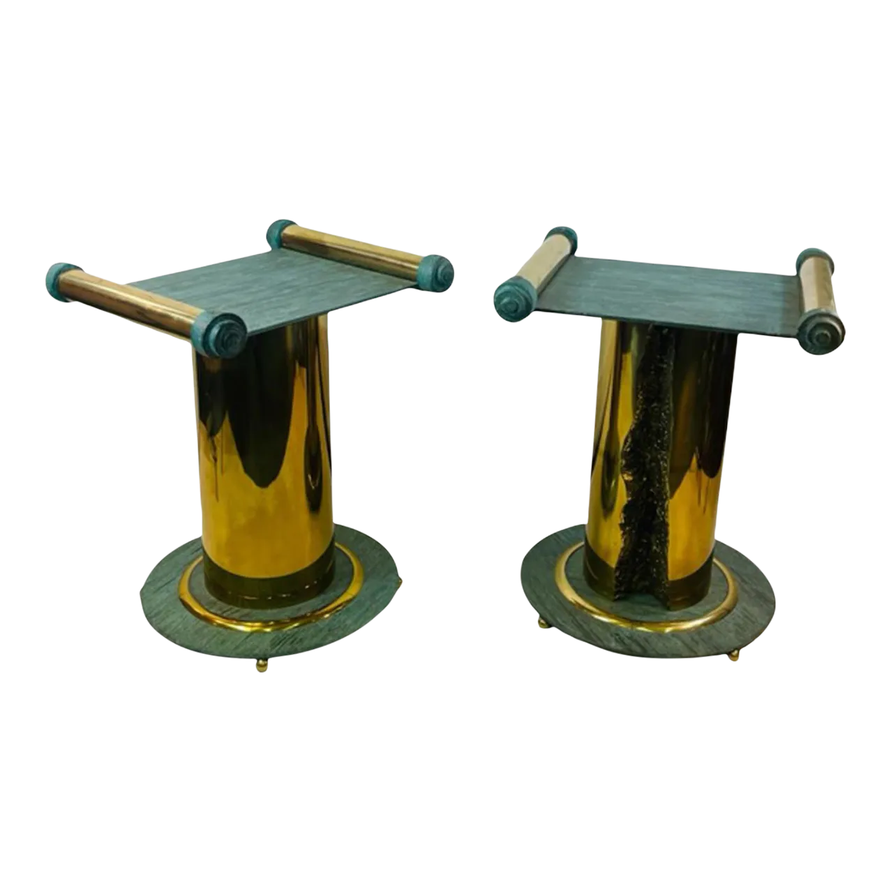 1980s Post Modern Brutalist Column Pedestal Tables - A Pair | Chairish