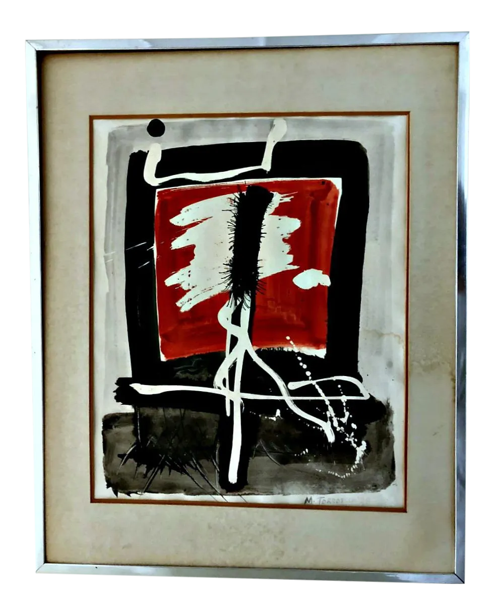 1978 Vintage Mario Torroella Abstract Original Ink on Paper Painting ...