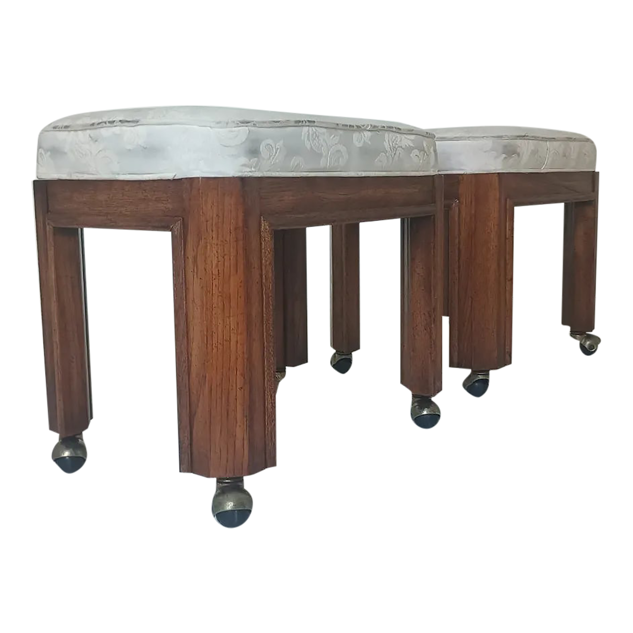 1960s Mid Century Oak Small Low Stools - Set of 2 | Chairish