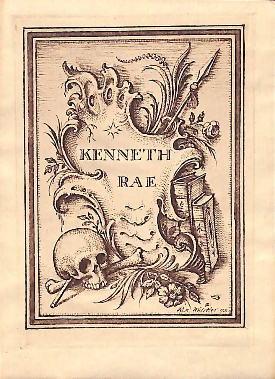 Rex Whistler Designed 1931 Bookplate For Kenneth Rae | Chairish