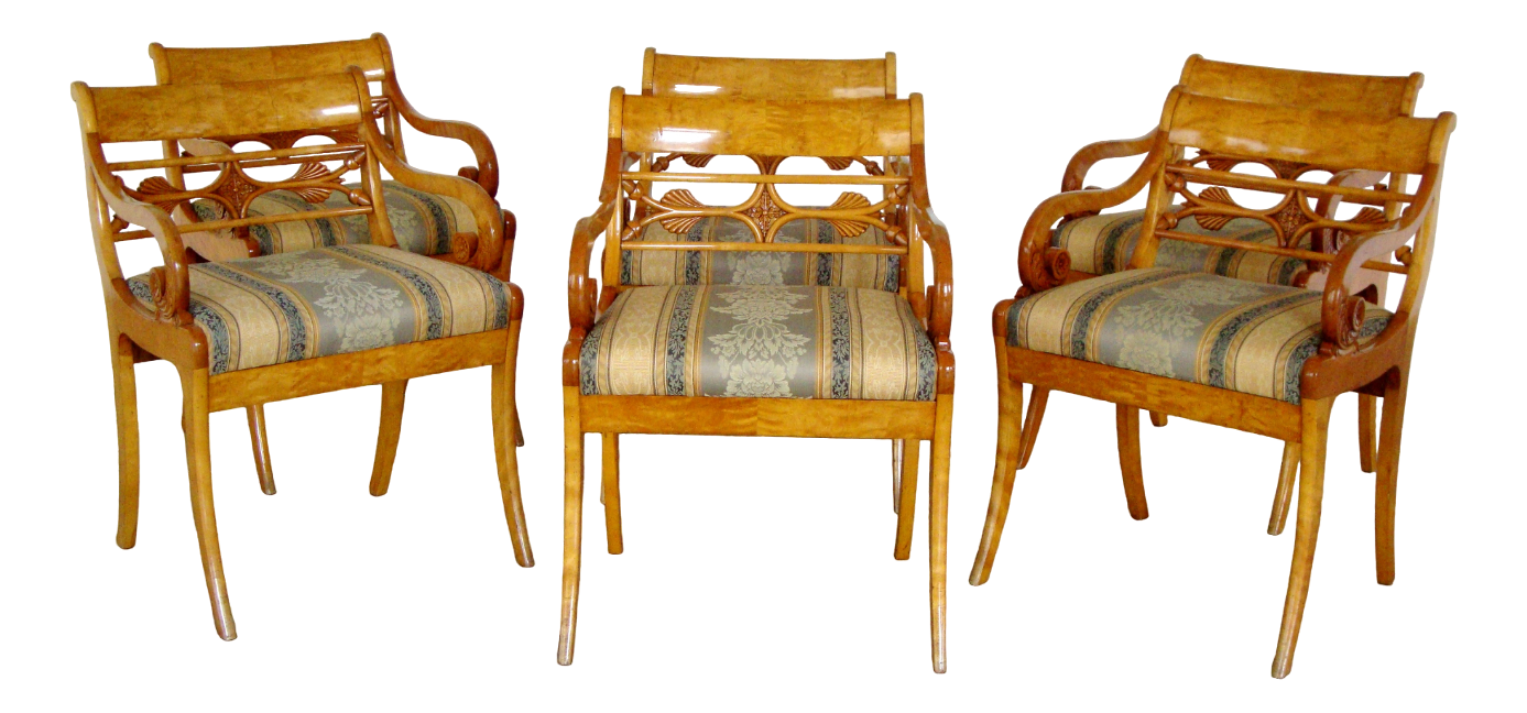 Art Nouveau Chairs in Satin Birch, Set of 6 | Chairish