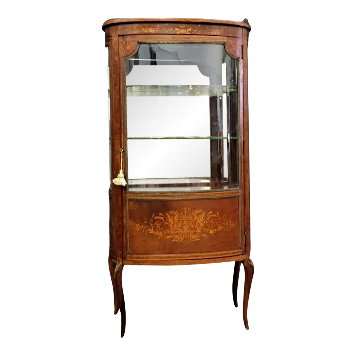 French Inlaid Curio Cabinet | Chairish