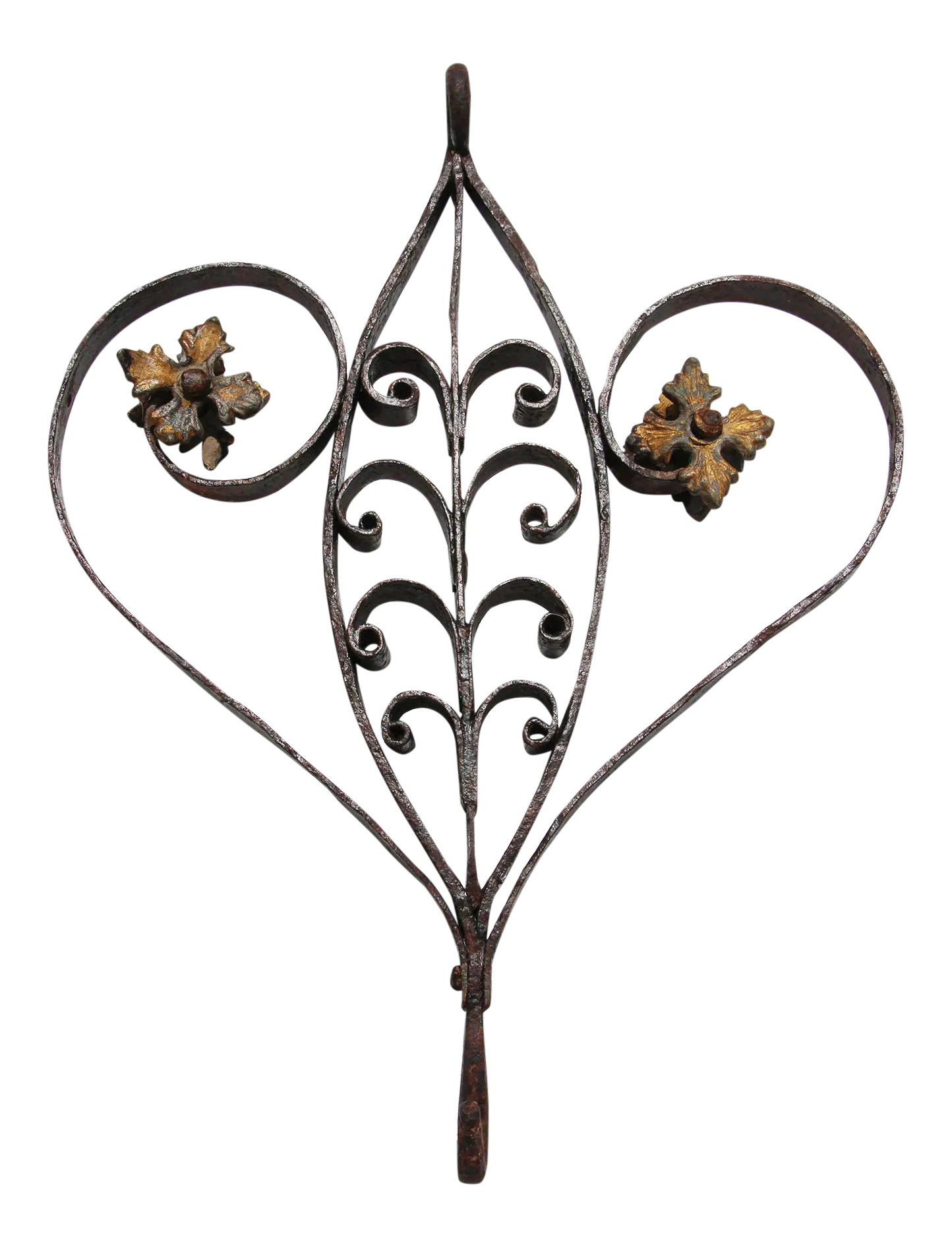 18th Century Baroque Heart Handcrafted Wrought Iron Ornament With Gold ...