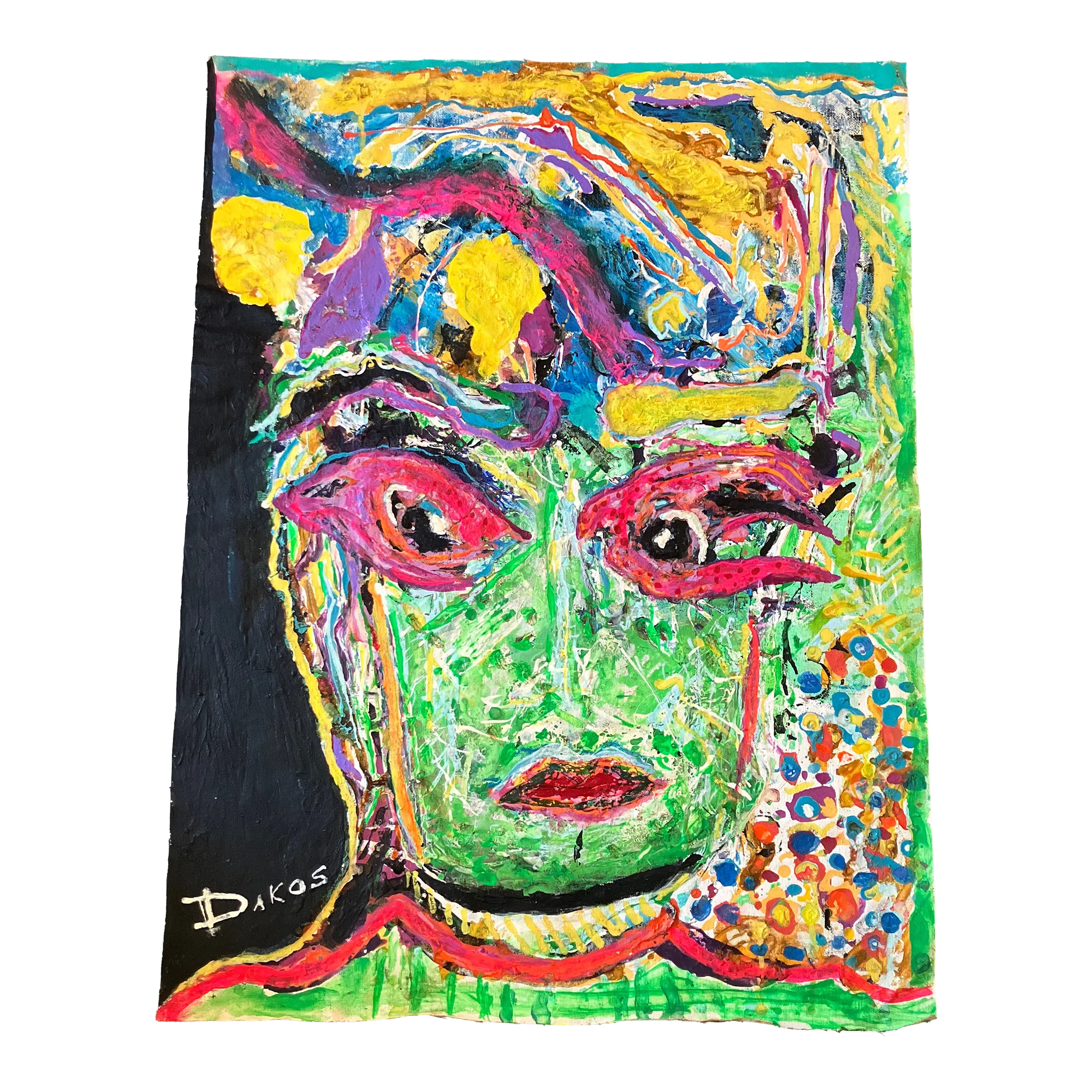 1970s Original Abstract Expressionist Pop Art Portrait Painting | Chairish