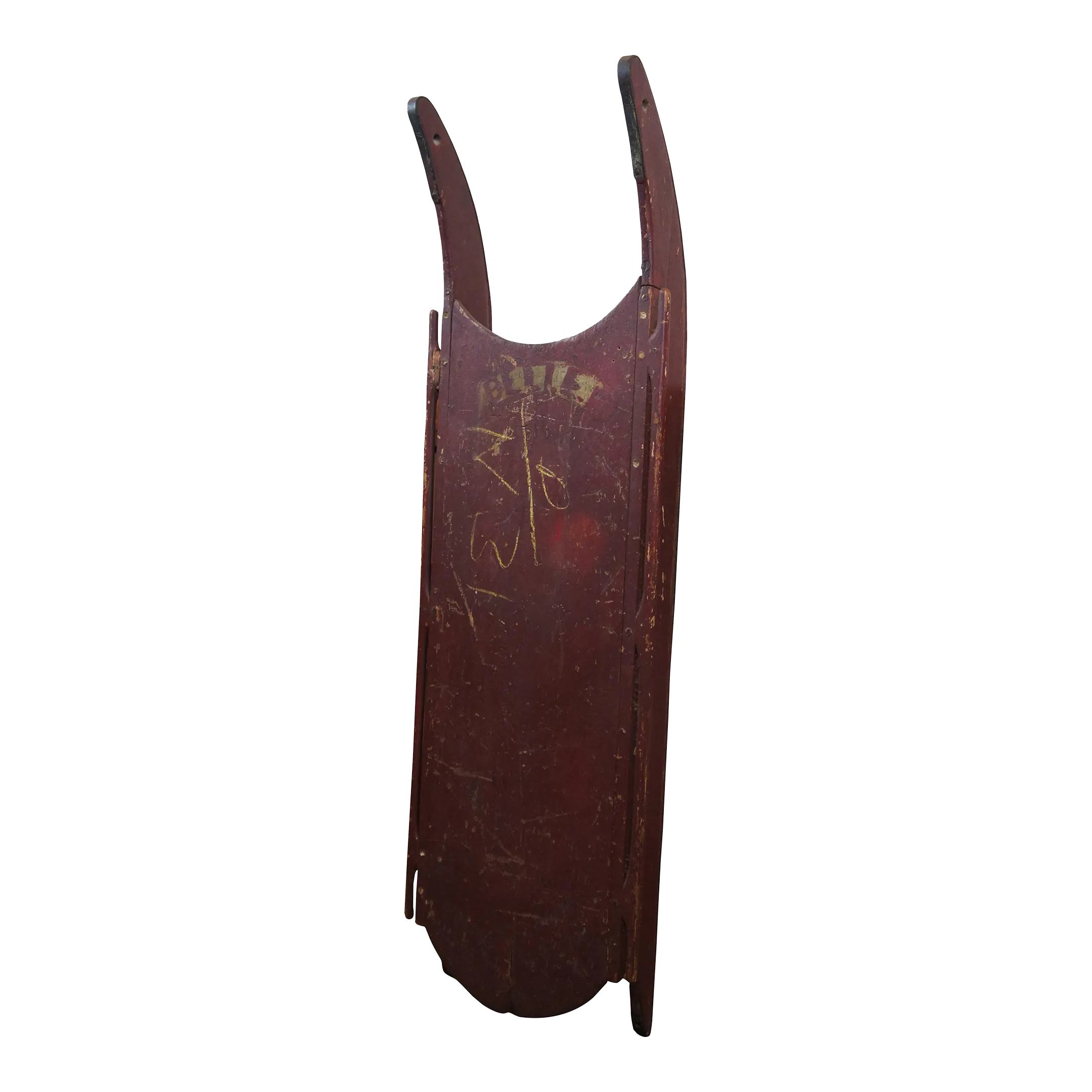 Antique Primitive Folk Art Red Painted Wood & Iron Childrens Sled ...