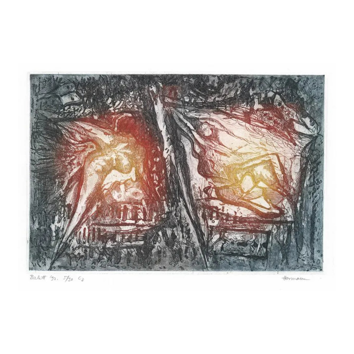 1992 Herman Modern Ballet Etching | Chairish