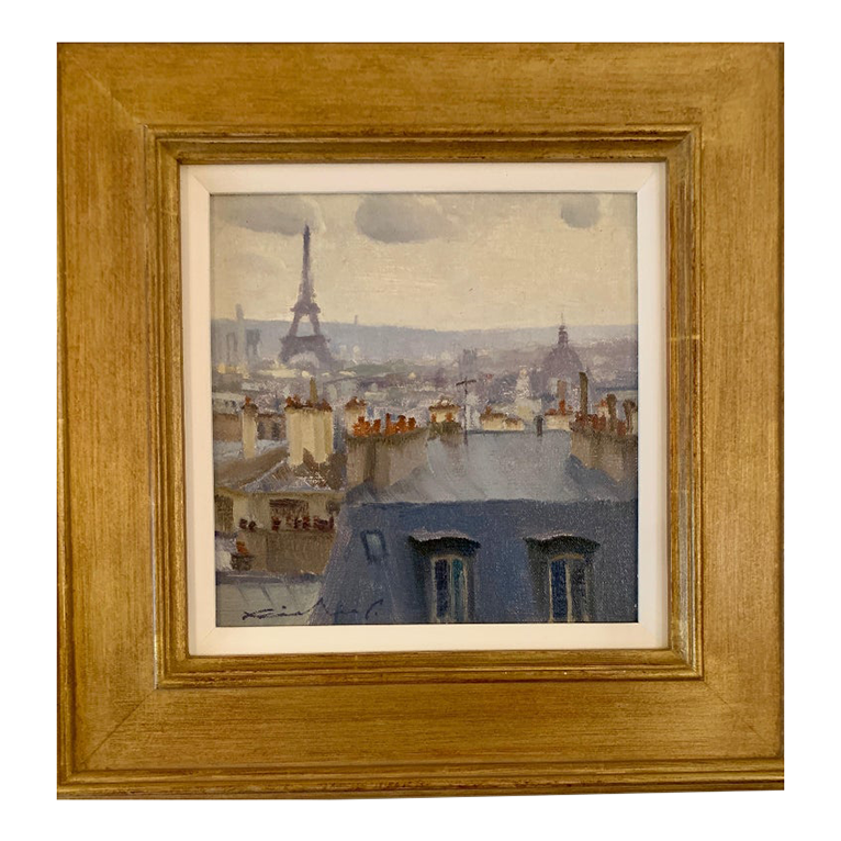 French Rooftop Scene, With the Eiffel Tower, Paris, France ...