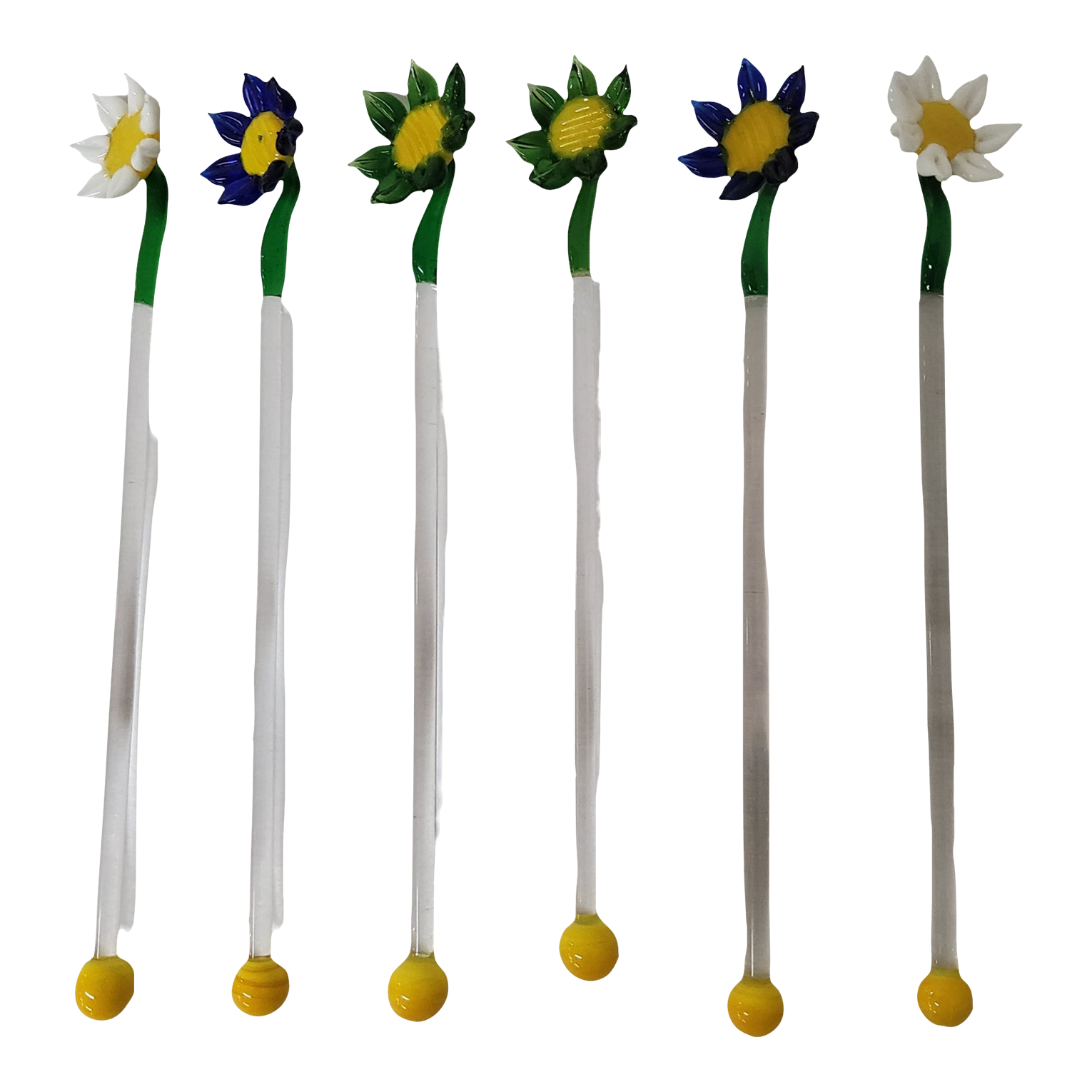 Vintage Hand Blown Swizzle Sticks - Set of 6 | Chairish