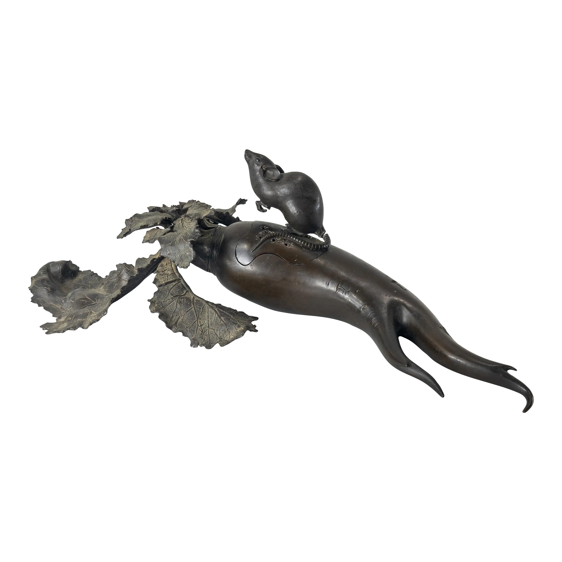 19th Century Japanese Bronze Okimono Censer of a Mouse or Rat on a ...