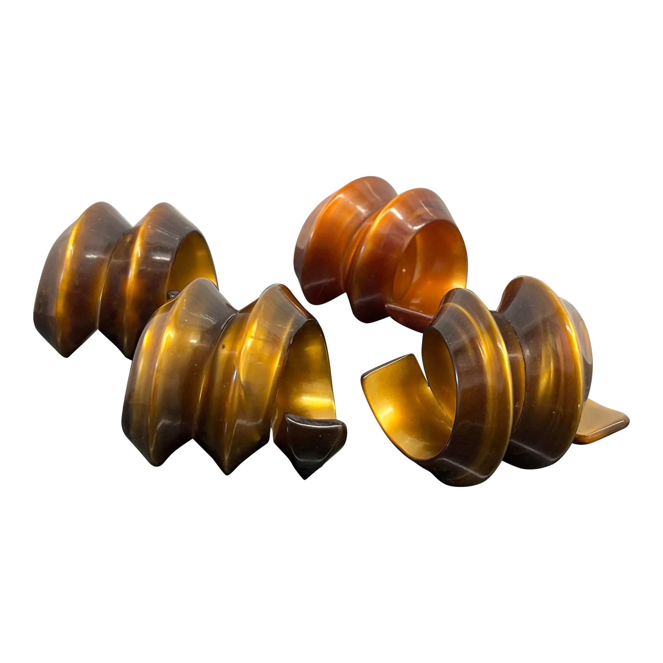 1950’s Amber Lucite Spiral Napkin Rings - a Set of 4 | Chairish