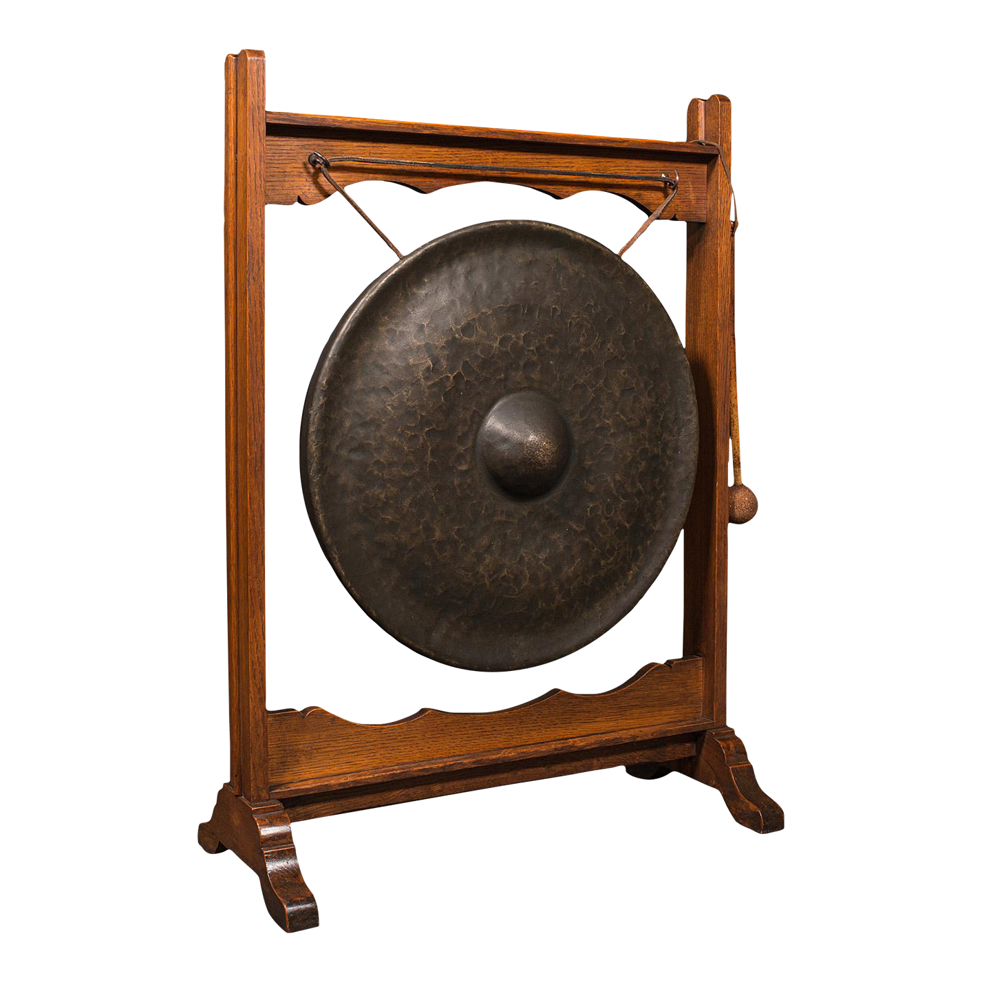 1900s Victorian Large Antique Ceremonial Dinner Gong, English, Oak ...