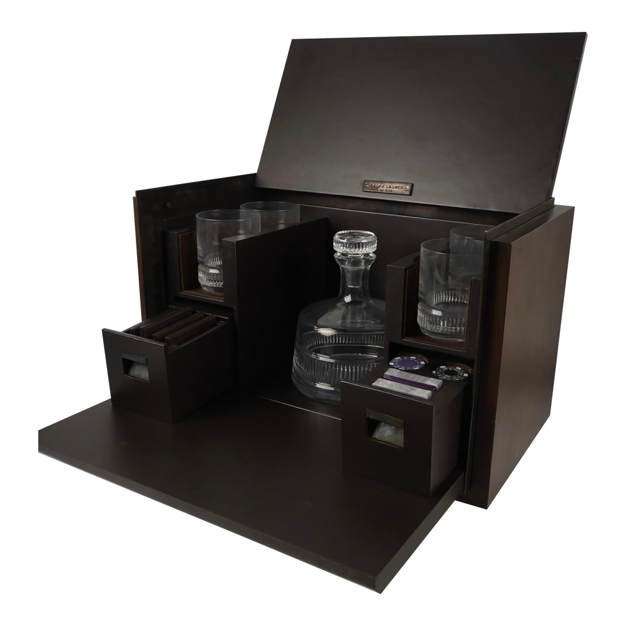 Ralph Lauren Brobham Vice Box Cocktail Poker Set- 10 Pieces | Chairish