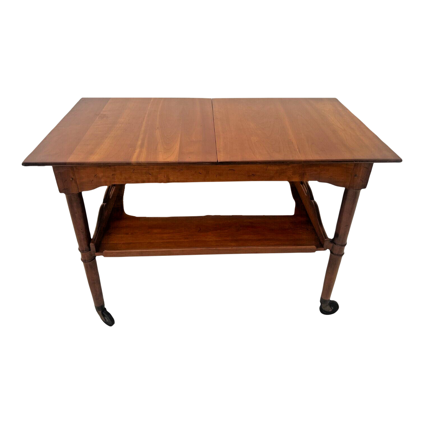 1990s Stickley Vintage Cherry Expanding Bar Tea Cart Server Butlers Table Rolling | Chairish