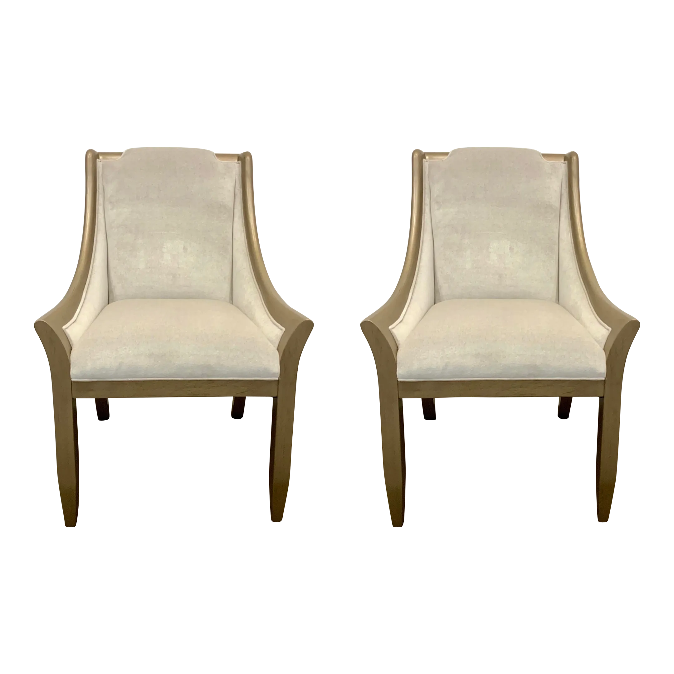 Caracole Signature Modern White Velvet Host and Hostess Chairs Pair ...