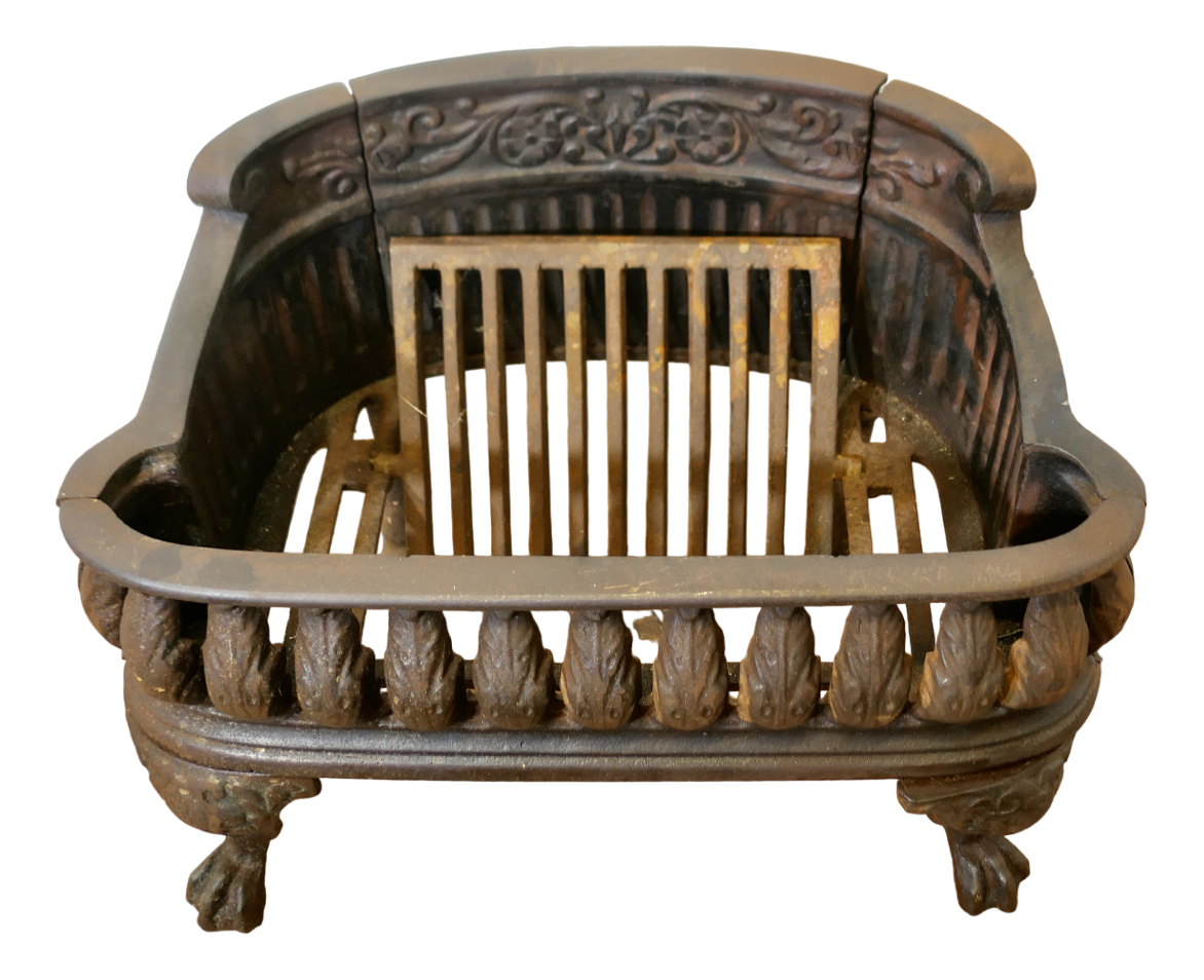 Large Free Standing Fire Grate with Swivel Action Opening | Chairish