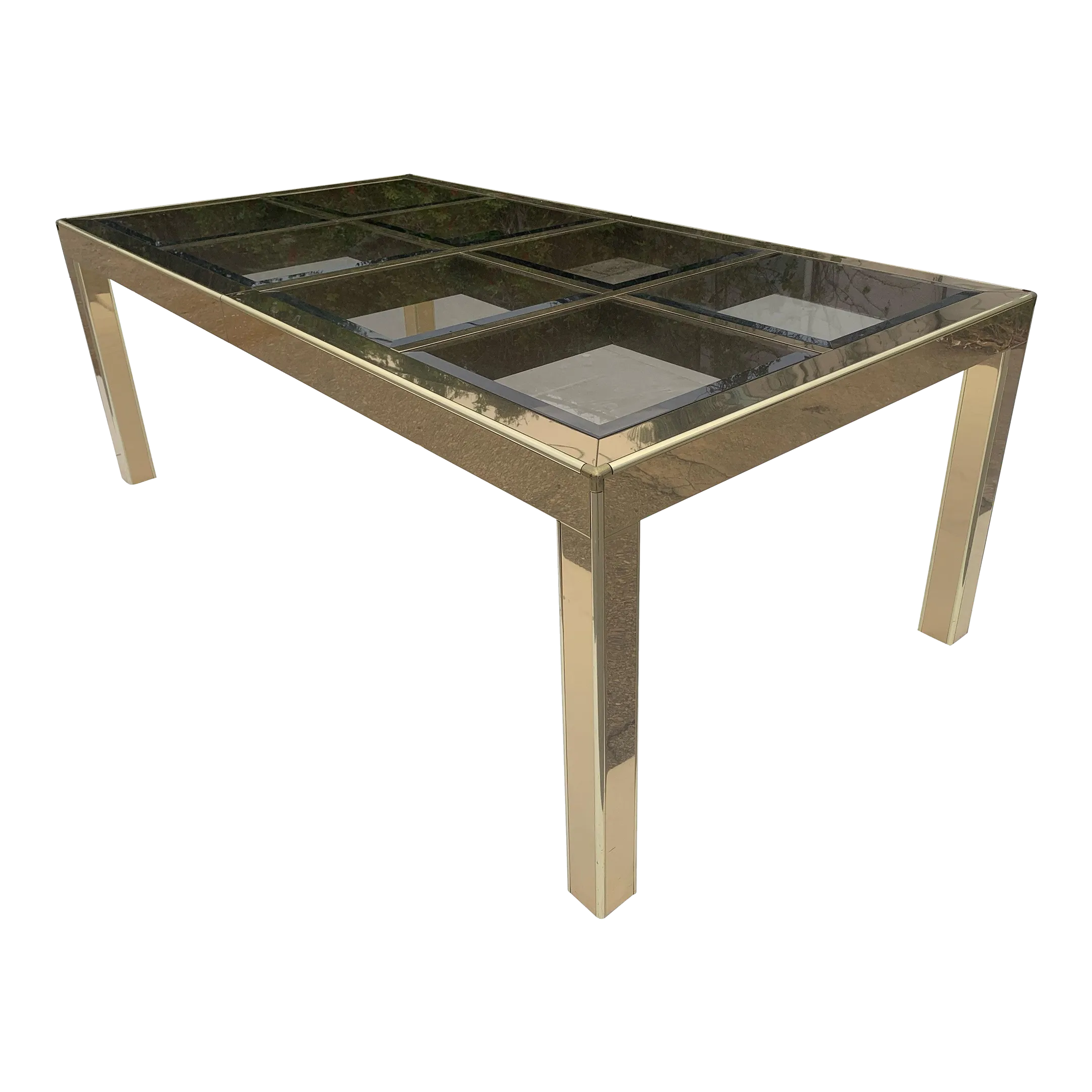Mastercraft Brass Dining Table With Bronze Tinted Glass Tops Mid ...