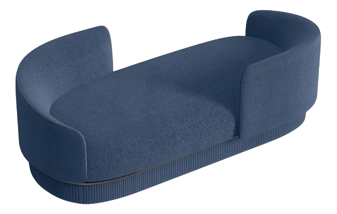 Modern Gentle Vís a Vís in Blue Fabric and Bronze Metal by Javier Gomez ...