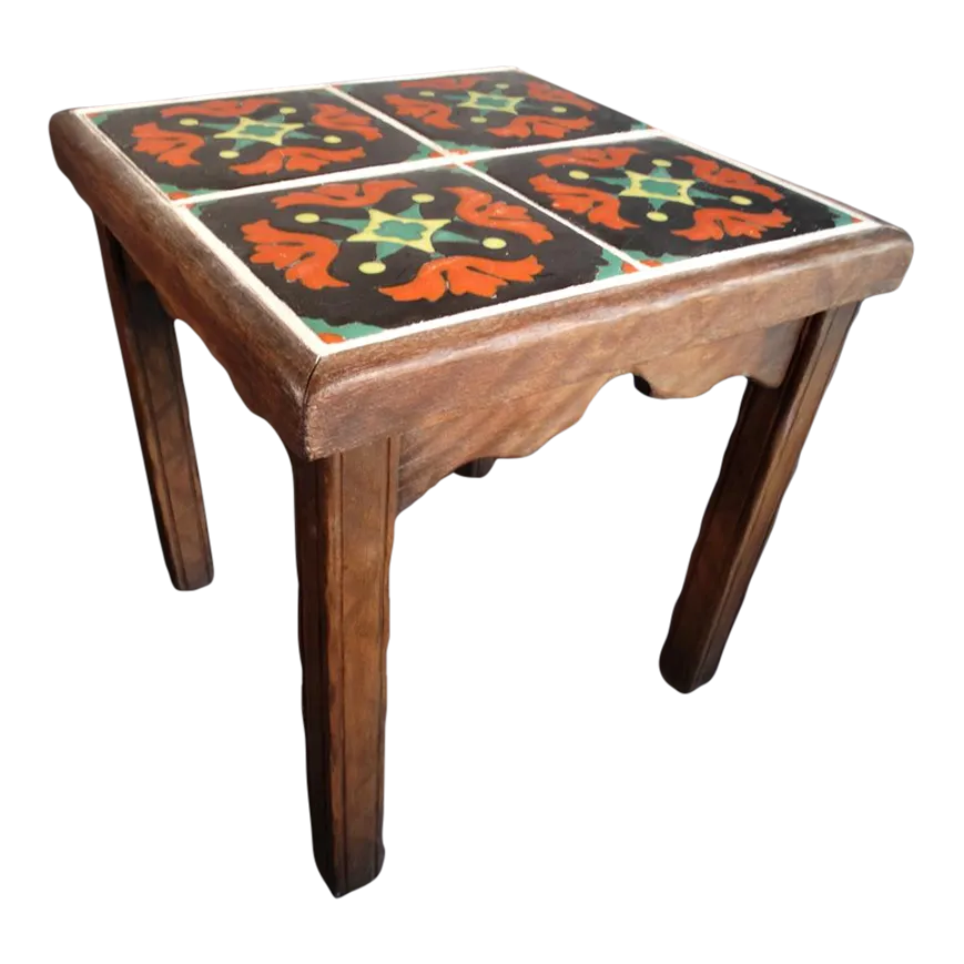 1930s Monterey Classic Taylor Tile-Top Table in Dark Smoky Maple | Chairish