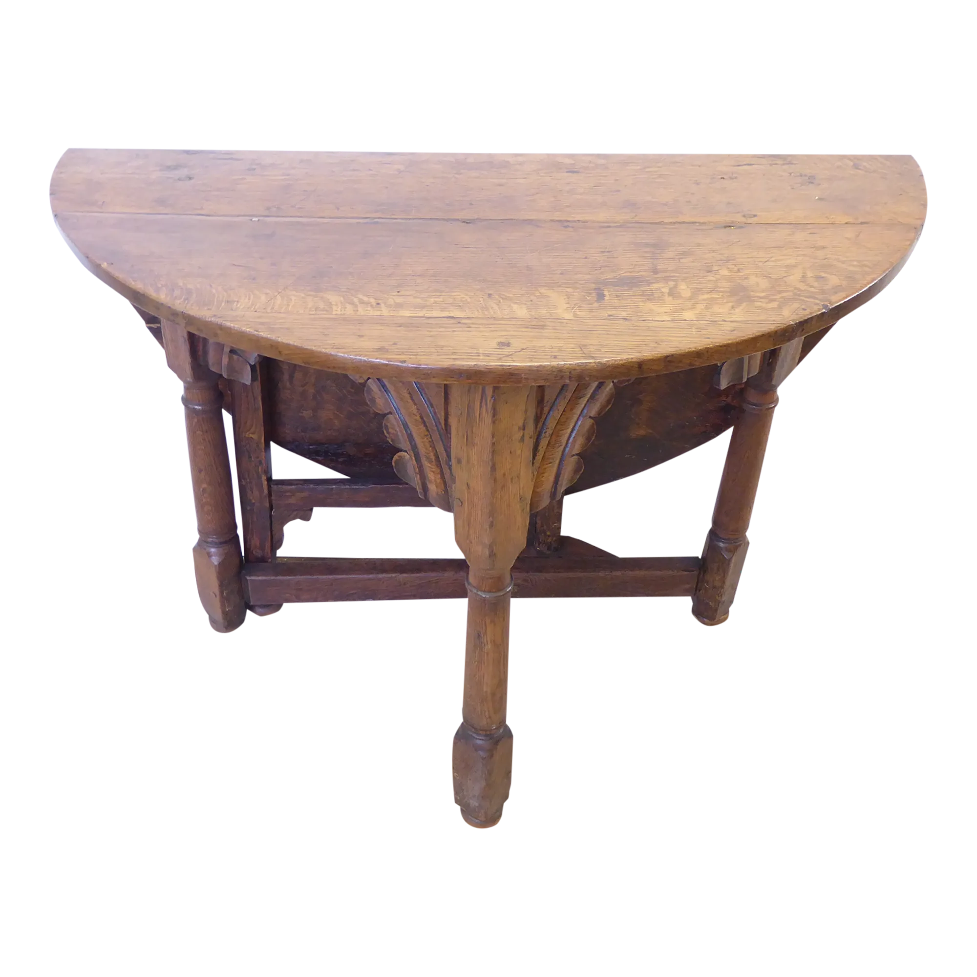 18th Century Jacobean Style English Demi-Lune Gate-Leg Table | Chairish