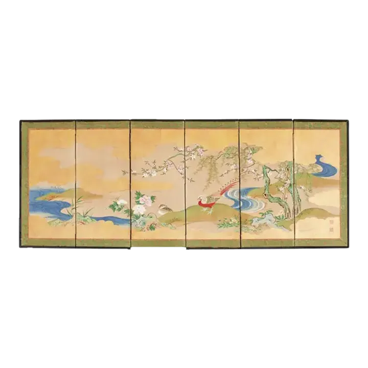 Japanese Edo Six Panel Table Screen After Maruyama Okyo | Chairish