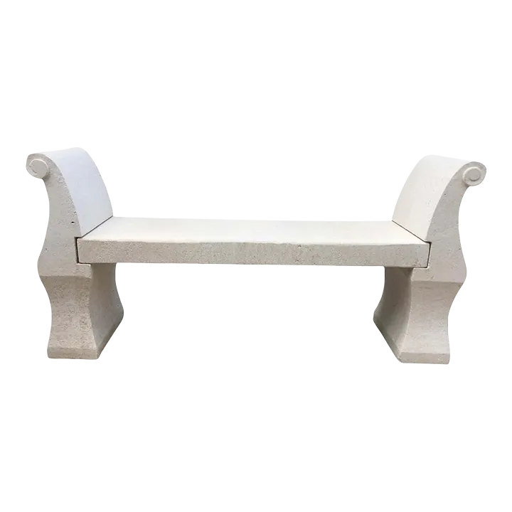 Hand-Carved Limestone Bench | Chairish