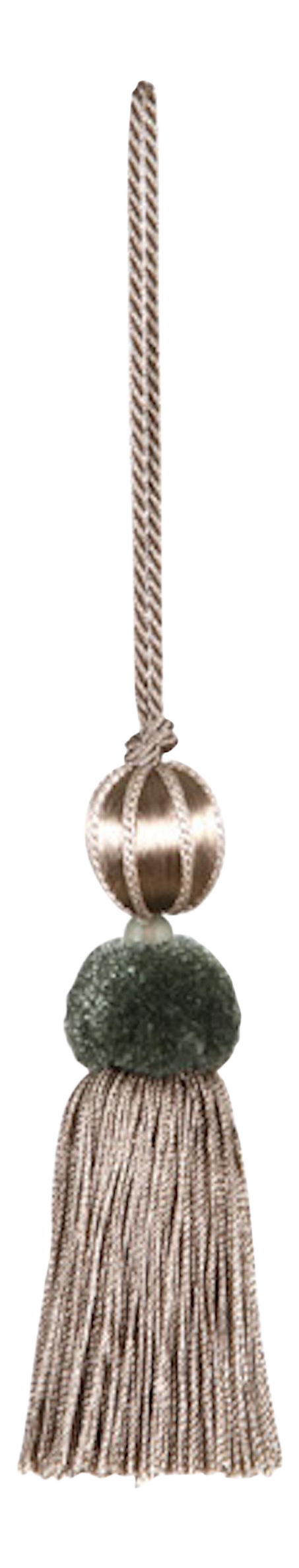 Sage & Taupe Beaded Key Tassel - 4.5" | Chairish