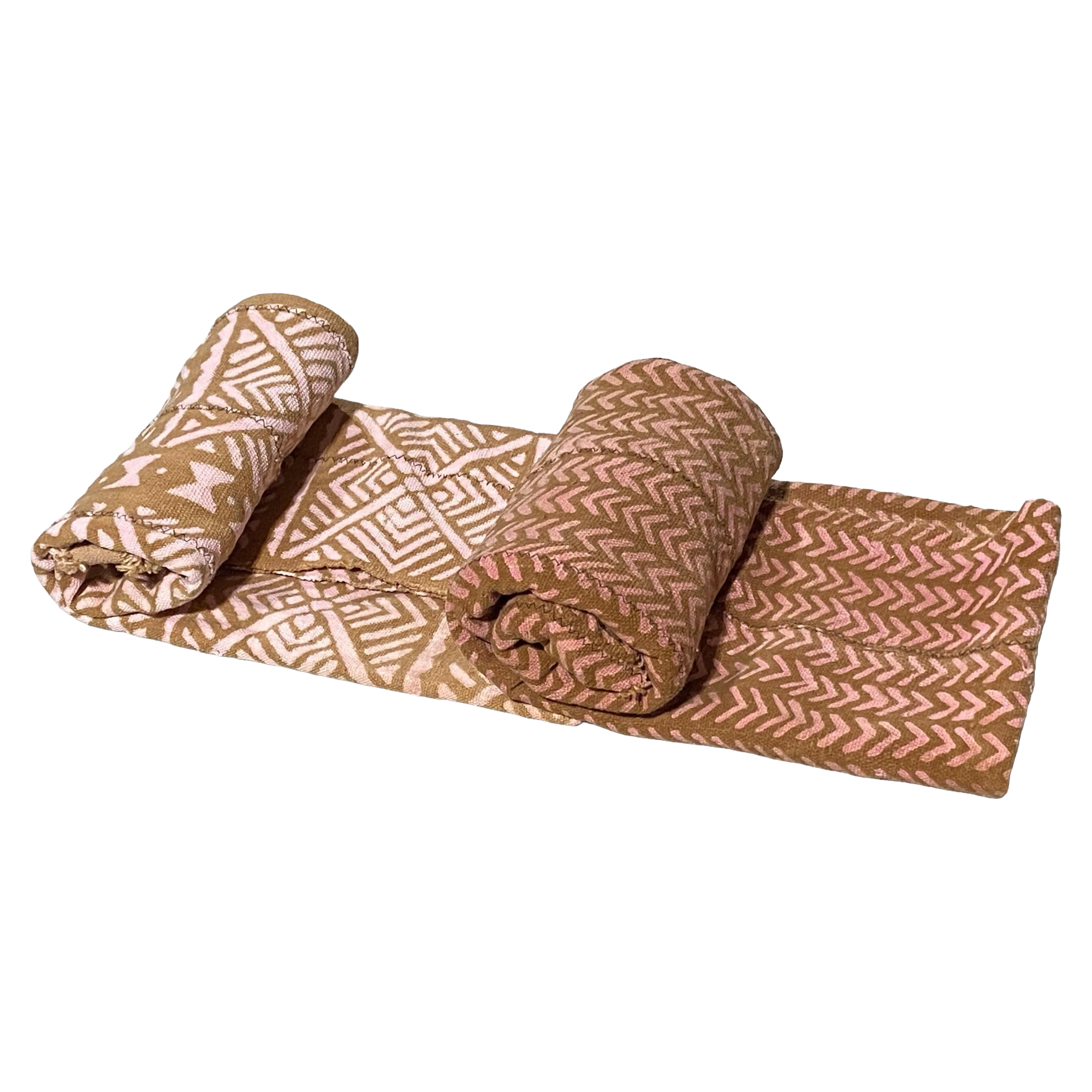 African Tribal Bogolan Mali Mud Cloth Textile Set of Two. | Chairish