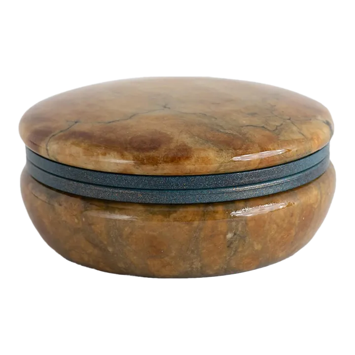 Vintage Round Alabaster Jewelry Box | Chairish