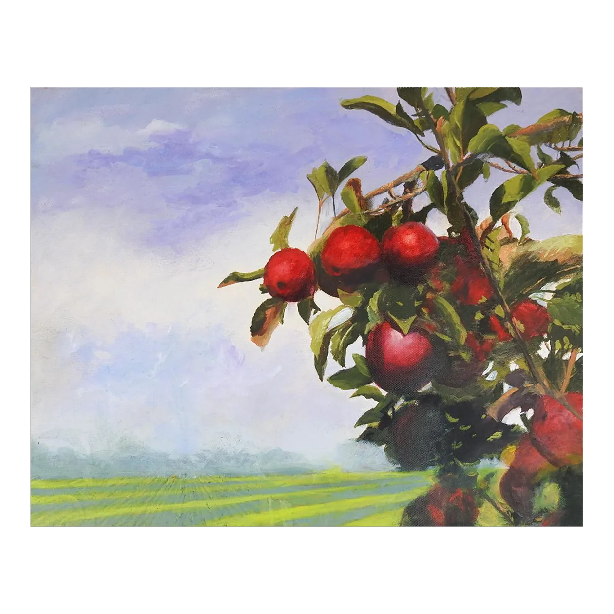 Late 20th Century Apple Tree Landscape Study Painting | Chairish
