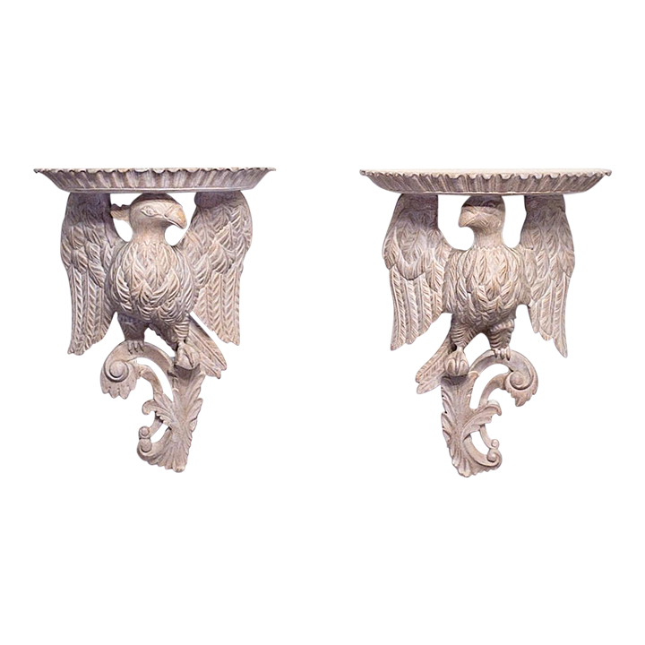 Maitland Smith Carved Beige / Off White Eagle Wall Shelves - a Pair ...