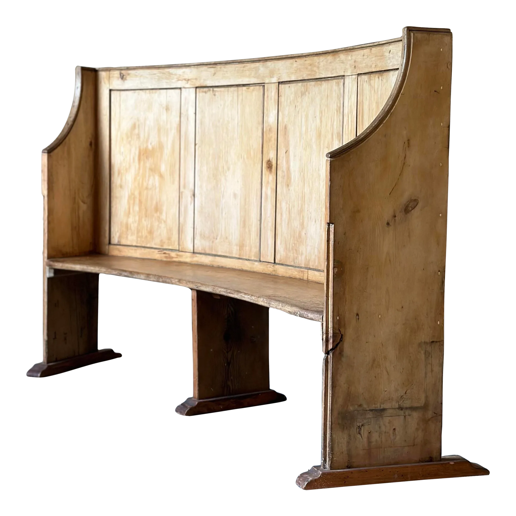 Traditional Pine Settle Bench | Chairish
