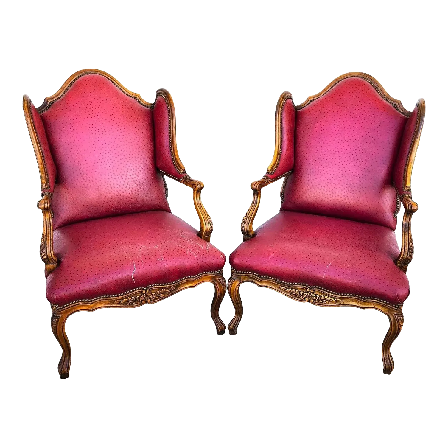 French Wingback Chairs by Baker Pair | Chairish