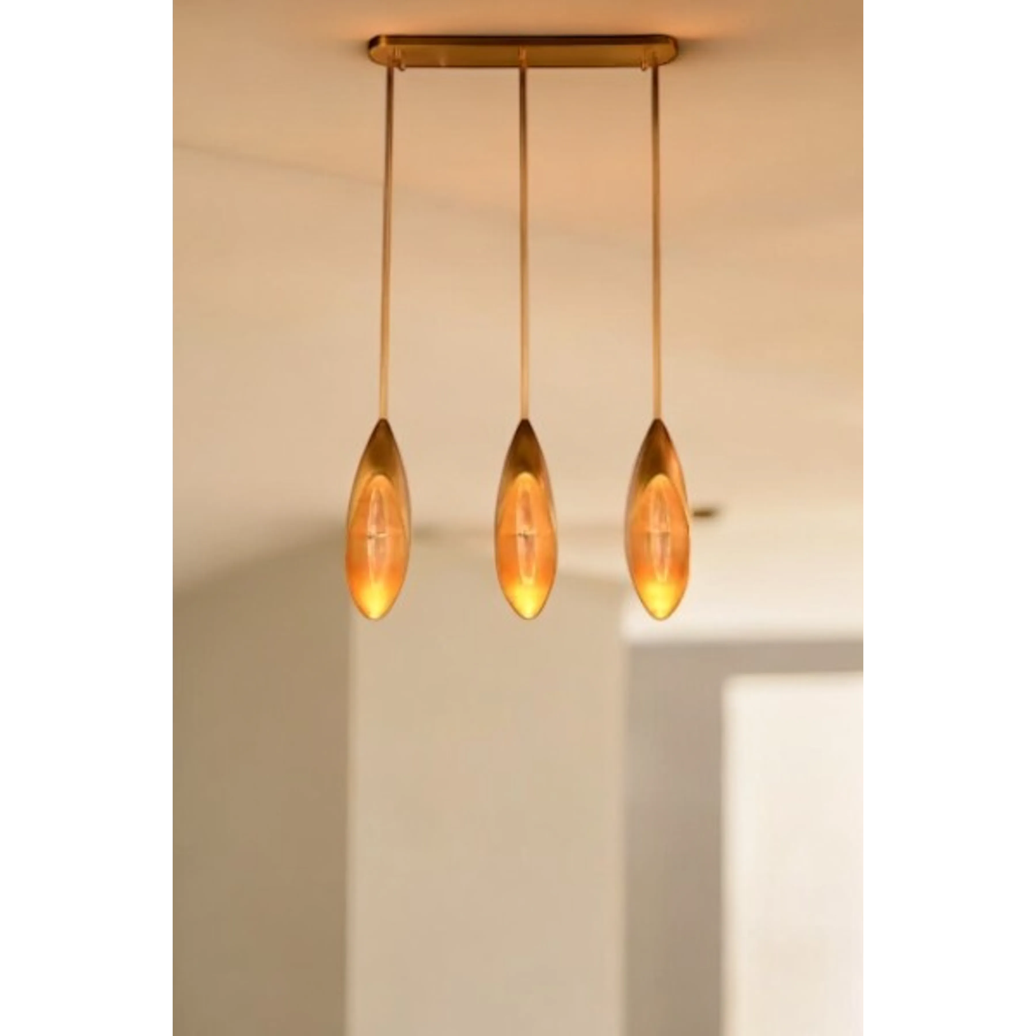 Brass Lily Pendant Light Vintage Lily Flower Fluted Glass Pendant