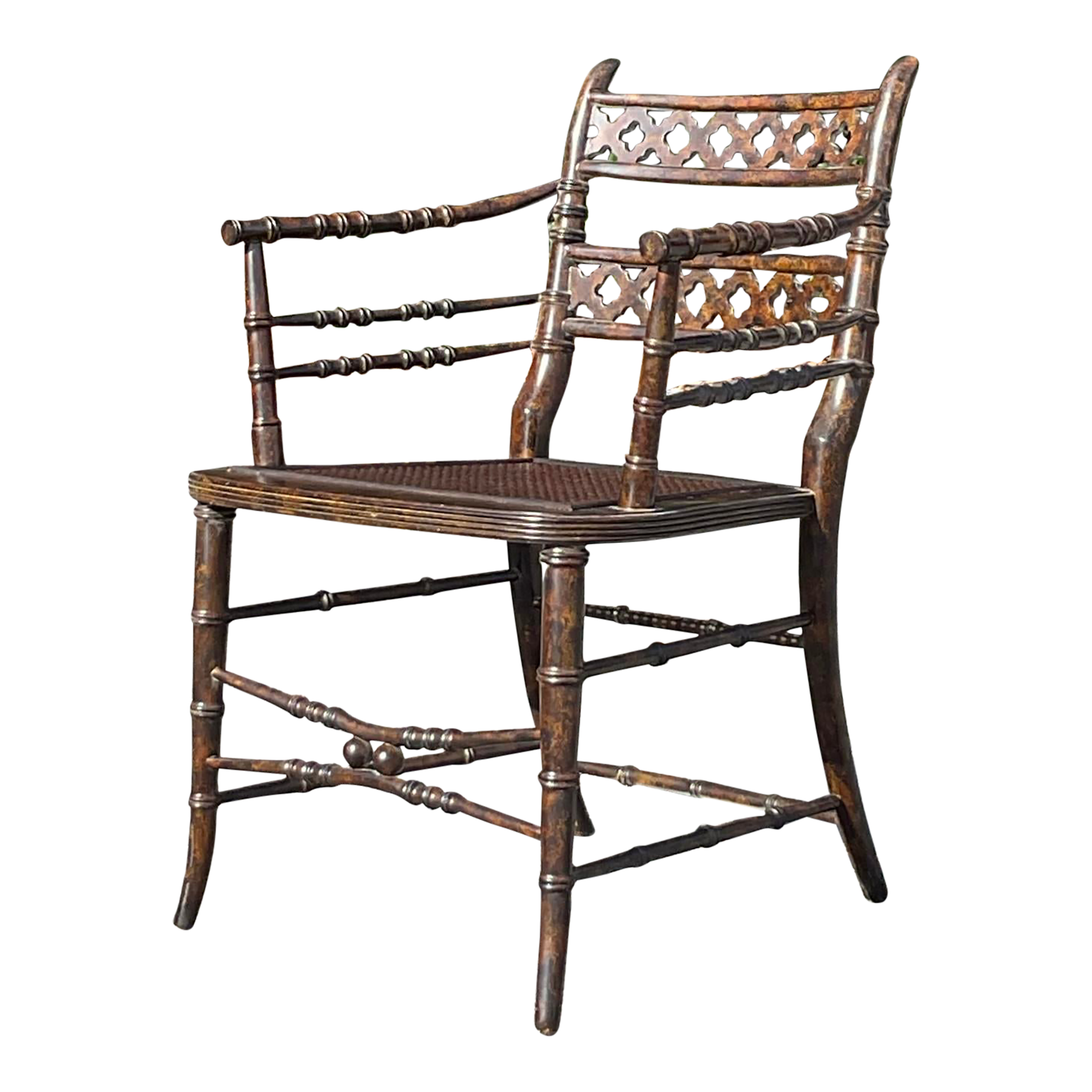 Vintage Regency Trellis Cane Chair | Chairish