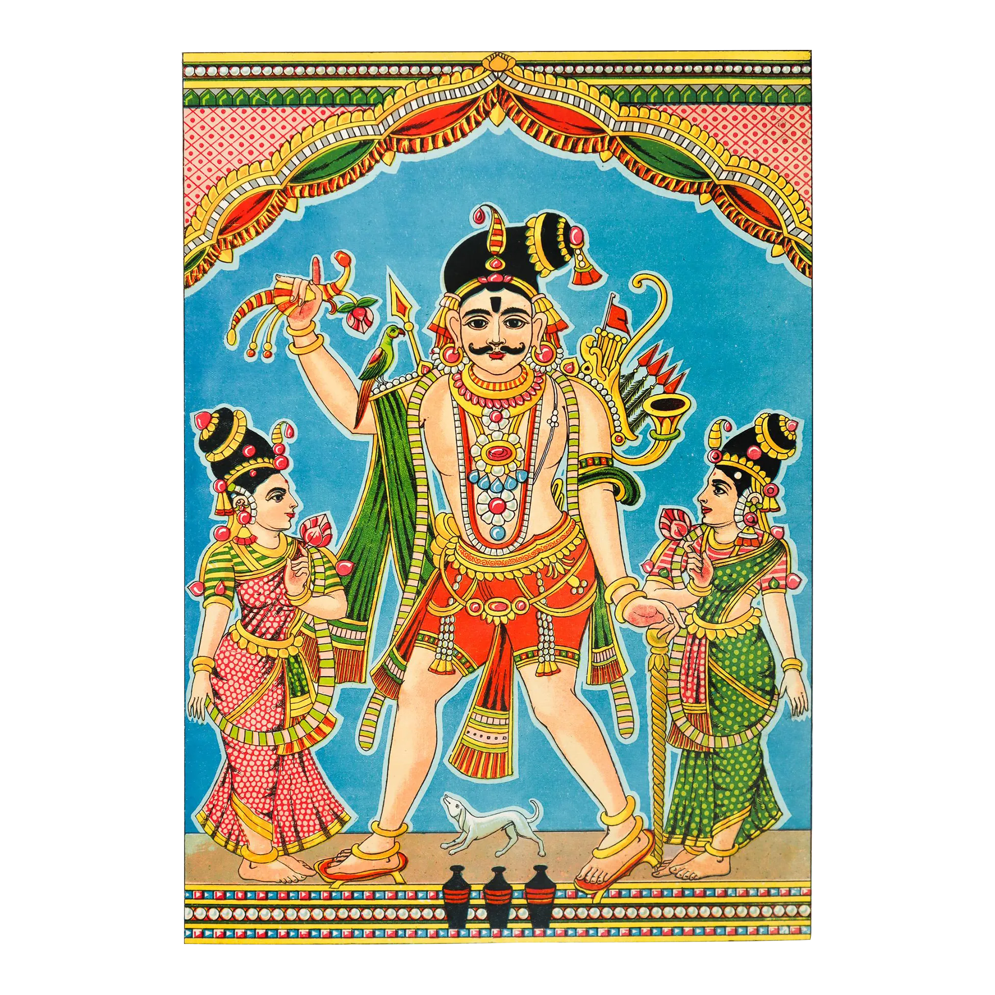 1920 Indian Offset Lithography, "Maduravireshwar" Moustache Man With ...