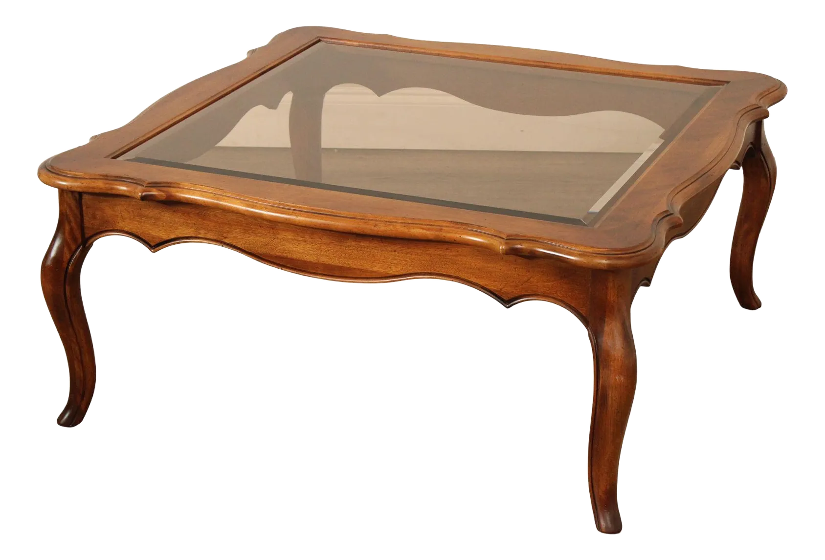 Ethan Allen French Country Style Glass Top Coffee Table | Chairish