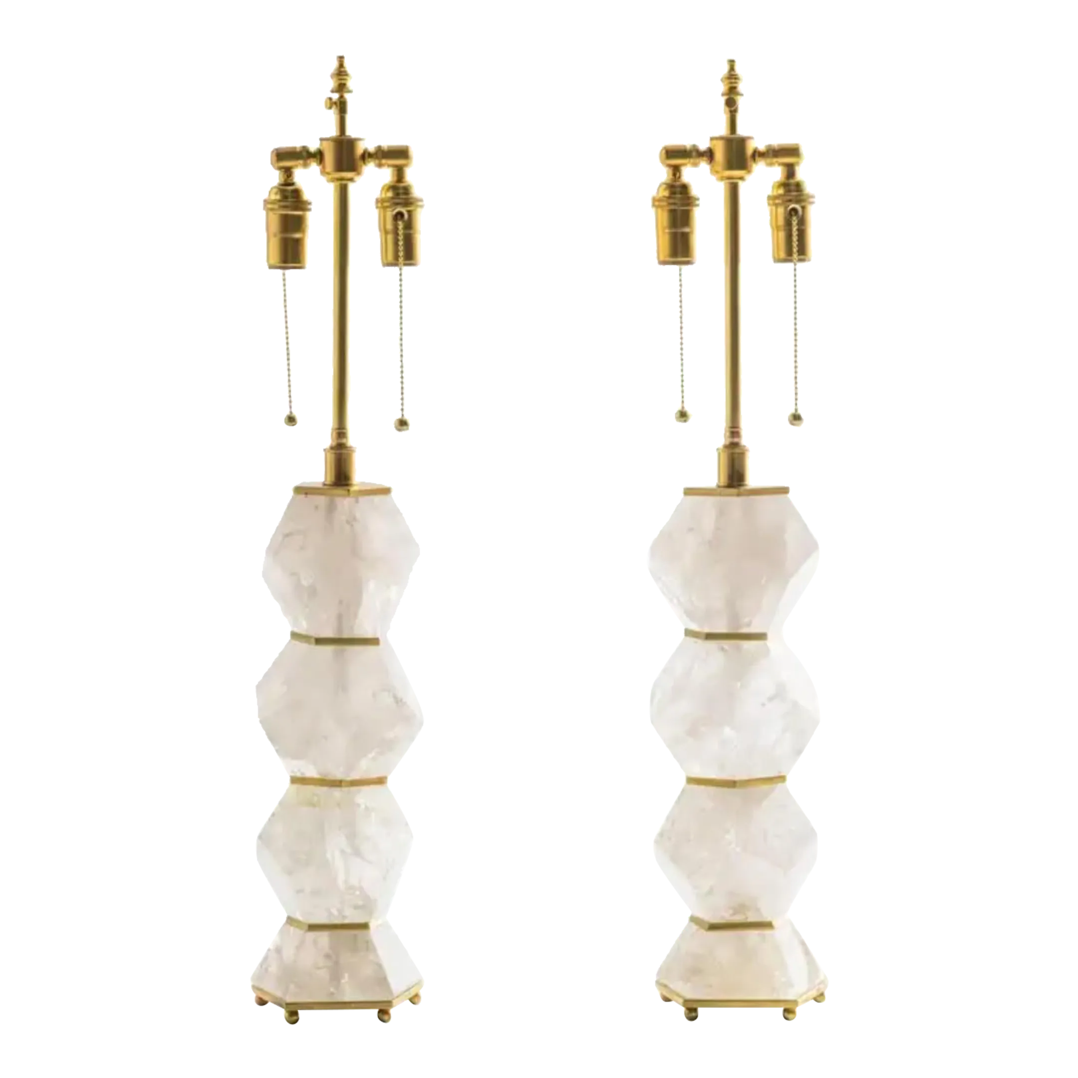 Pair of "Lustrum" Rock Crystal Table Lamps | Chairish