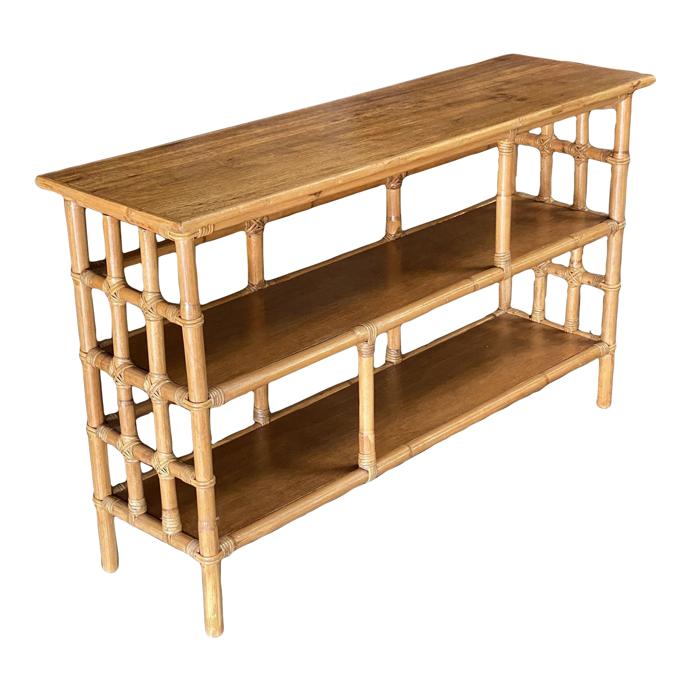 Restored Three-Tier Ladder Sides BookShelf Console Table W/ Mahogany ...