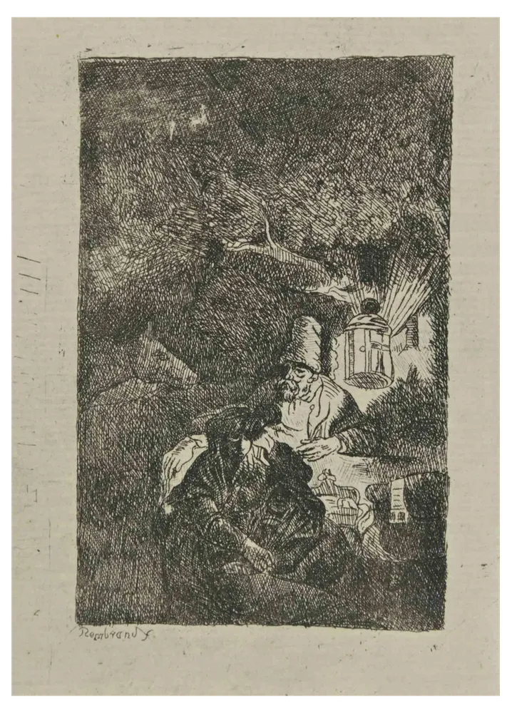 Charles Amand Durand after Rembrandt, The Rest on the Flight into Egypt, Engraving, 19th Century ...