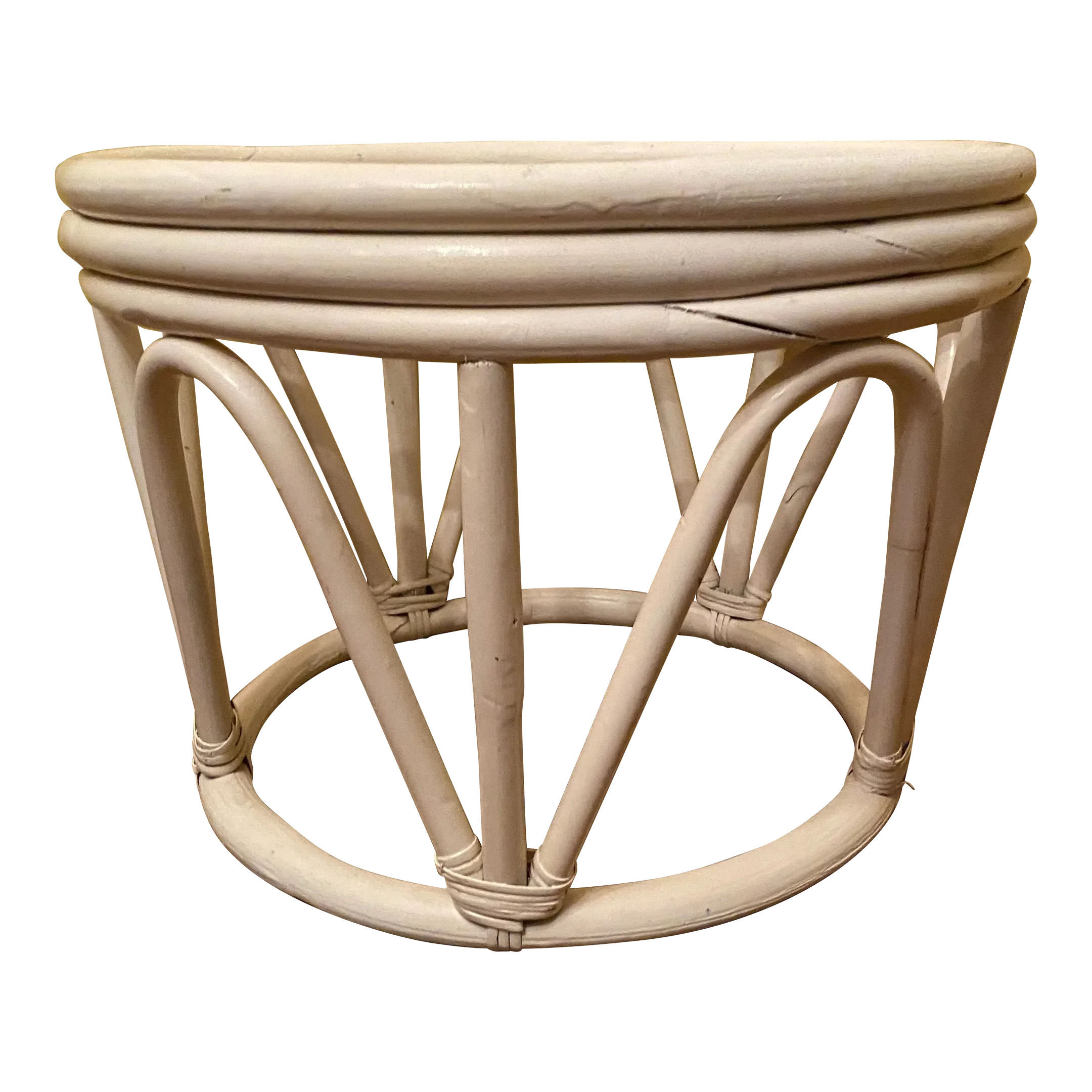 Vintage White Bamboo Planter Table | Chairish